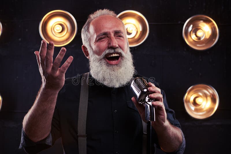 Talented Singer in a Classical Wear Demonstrating Solo Performance Over ...