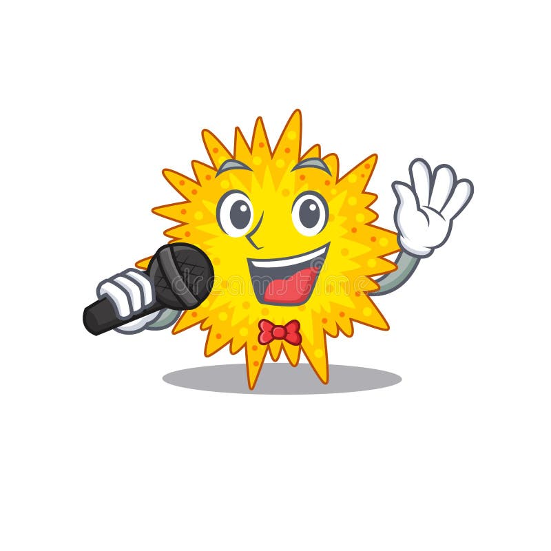 Talented Singer of Mycoplasma Cartoon Character Holding a Microphone ...
