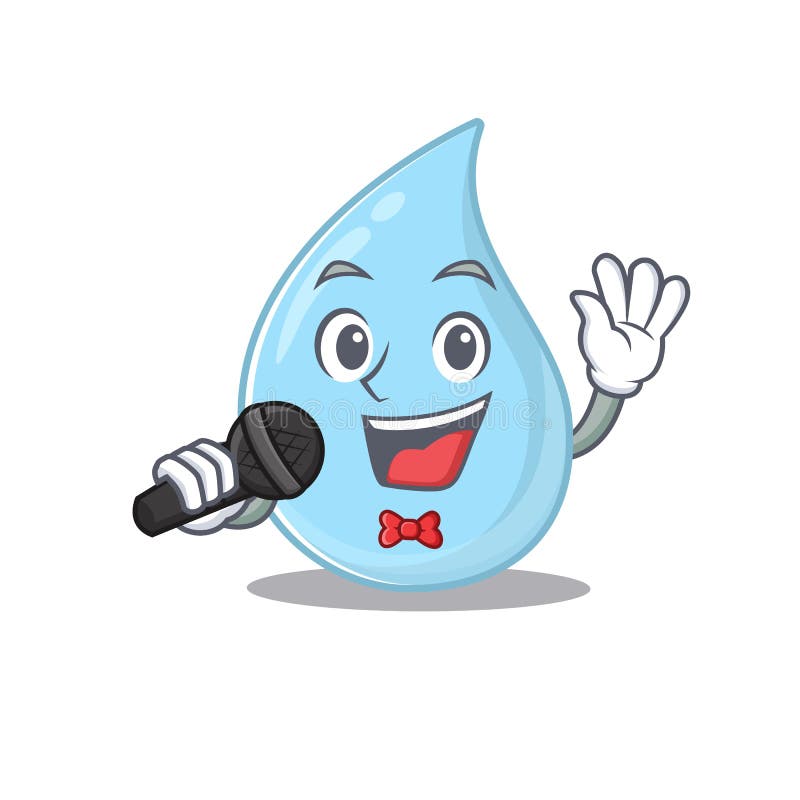 Talented Singer of Raindrop Cartoon Character Holding a Microphone ...