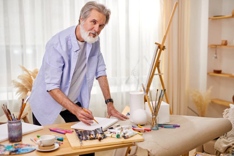 Talented and Skilled Caucasian Artist during Work Stock Image - Image ...