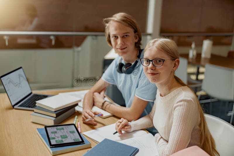 Talented Students Working Together on University Project Sitting in ...
