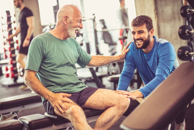 Talk and break at gym. stock image. Image of class, discussion - 120296421
