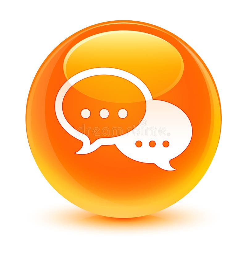 Talk Bubble Icon Glassy Orange Round Button Stock Illustration ...