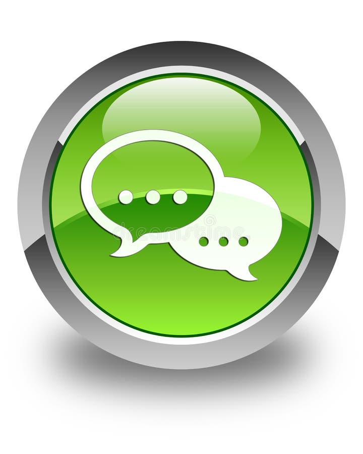 Talk Bubble Icon Glossy Green Round Button Stock Illustration ...