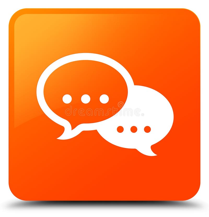 Talk Bubble Icon Orange Square Button Stock Illustration - Illustration ...