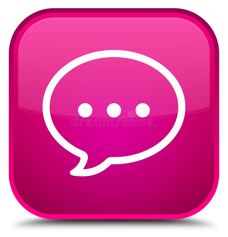 Talk Bubble Icon Special Pink Square Button Stock Illustration ...