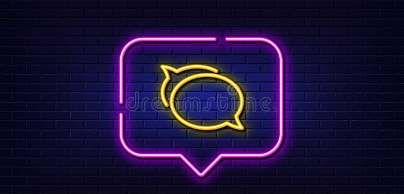 Talk Bubble Line Icon. Speech Bubble Sign. Chat Message. Neon Light ...