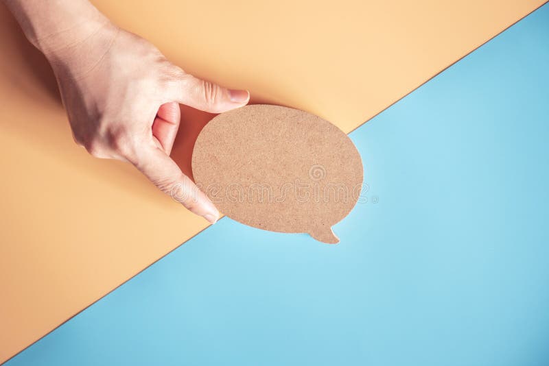 Talk Bubble Speech Icon. Hand Holding Blank Empty Bubbles Design ...