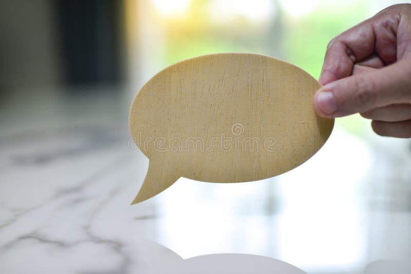 Talk Bubble Speech Icon. Hand Holding Blank Empty Bubbles Design ...