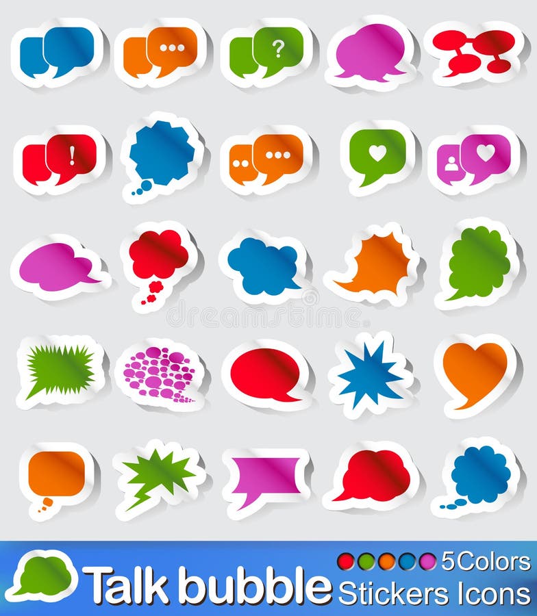 Talk bubble stickers icons stock vector. Illustration of violet - 40721243