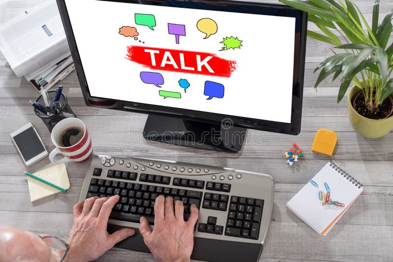 Talk concept on a computer stock image. Image of communicate - 102492253