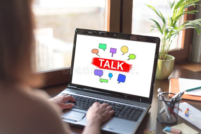 Talk Concept on a Laptop Screen Stock Image - Image of discussion ...