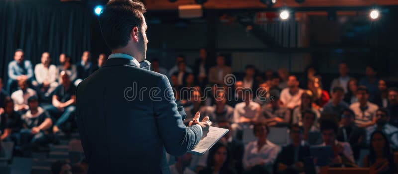 During a Talk in a Contemporary Setting, a Speaker Captivates an ...