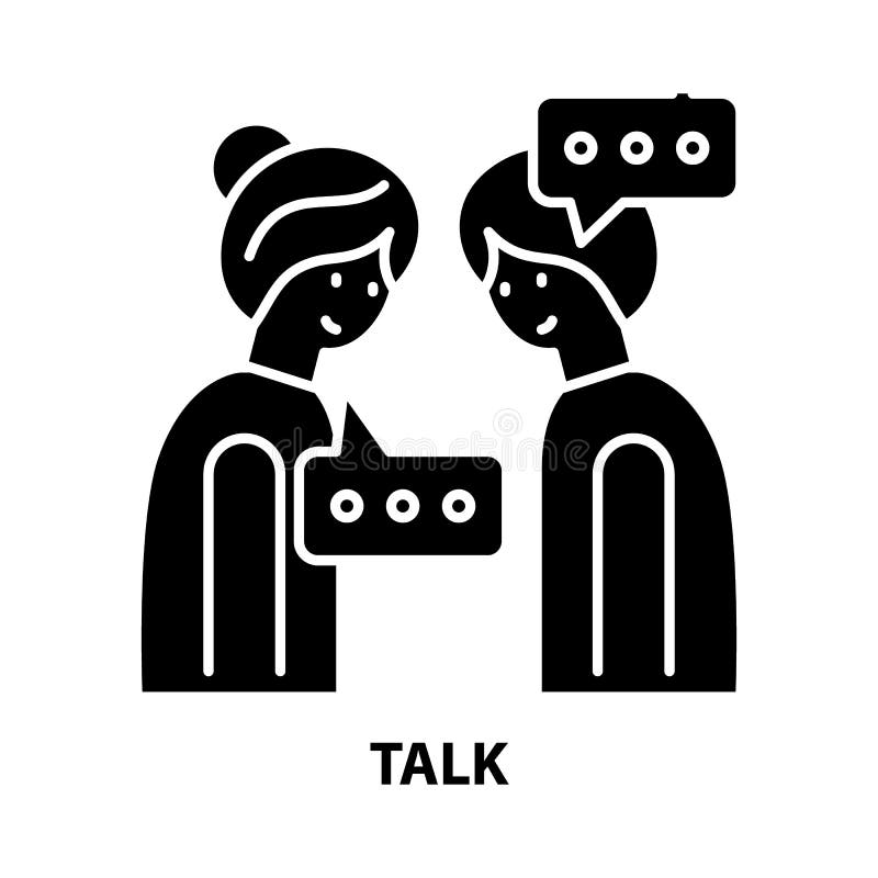 Talk Icon, Black Vector Sign with Editable Strokes, Concept ...