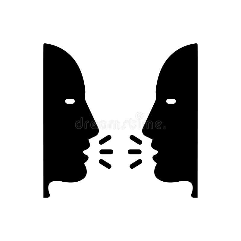 Black Solid Icon for Talk, Gossip and Conversation Stock Vector ...