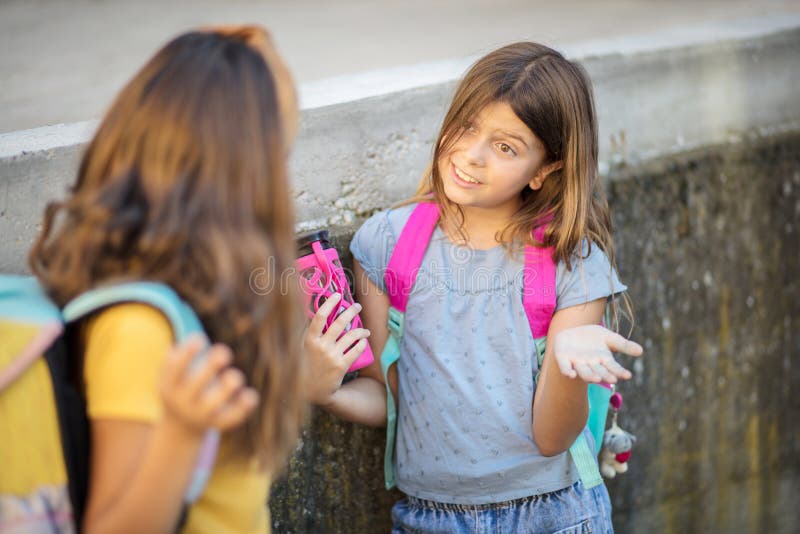 Two Kids Talking after School Stock Image - Image of active, childhood ...