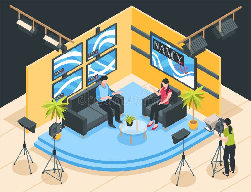 Tv Studio Isometric Illustration Stock Vector - Illustration of studio ...