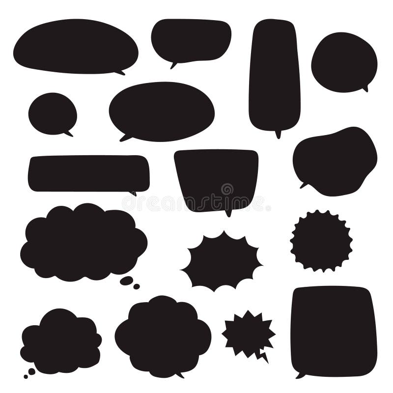 Talk and Think Vector Comics Bubbles Silhouettes Stock Illustration ...