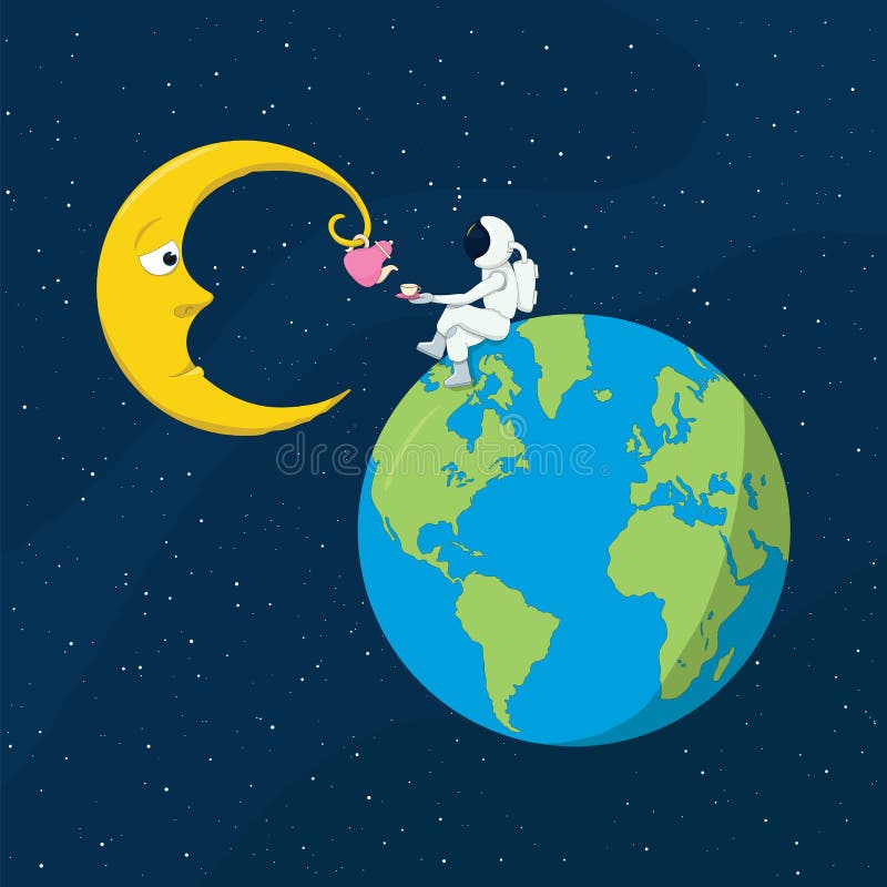 Talk to the Moon stock vector. Illustration of sitting - 70390296