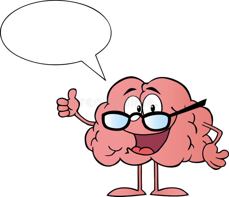 Talking Brain Character Wearing Glasses Stock Vector - Illustration of ...