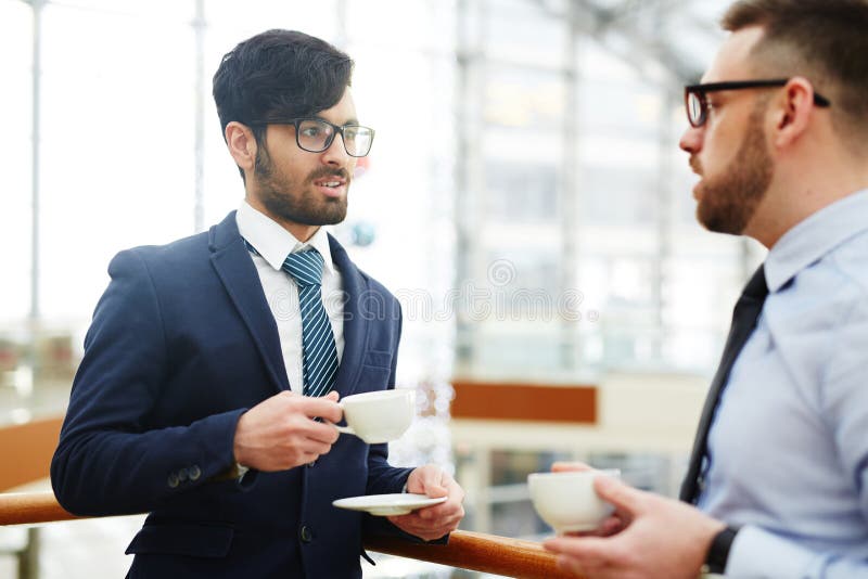 Talking at break stock image. Image of businessman, explaining - 89451813