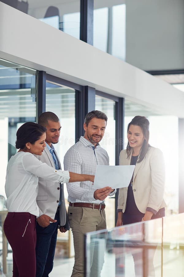 Talking, Business People and Document for Review, Collaboration and ...