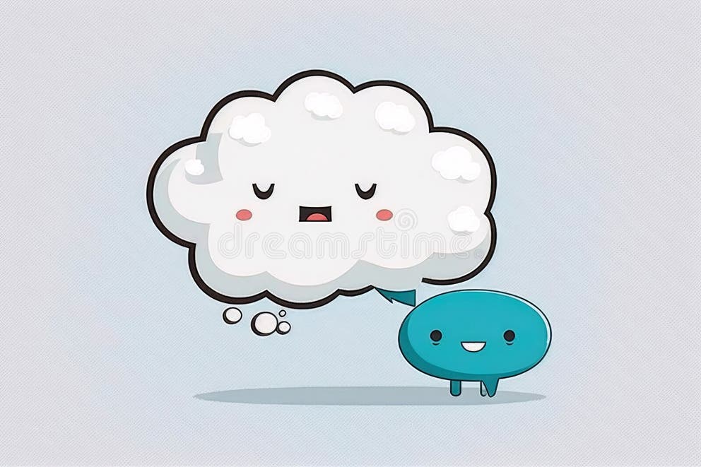 Talking Cloud on White Background, Web Design, Anime Style. Generative ...
