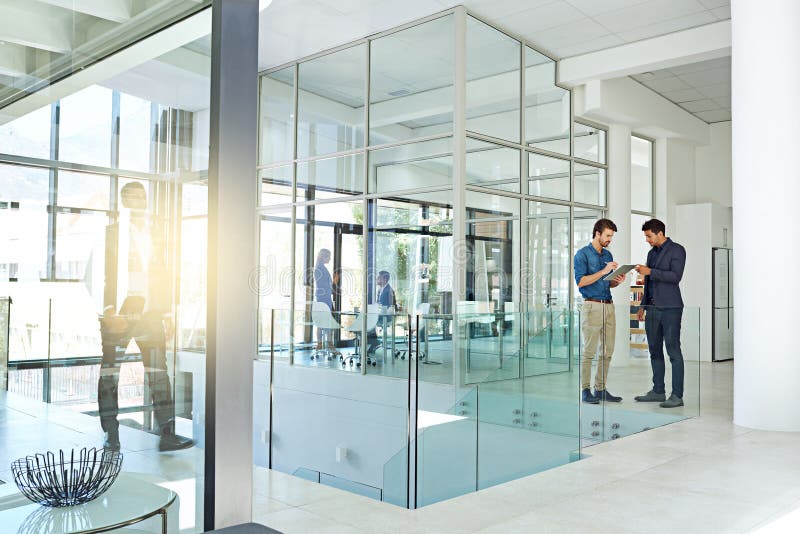 Talking Comapny Business. Two Colleagues Talking Together Over a ...