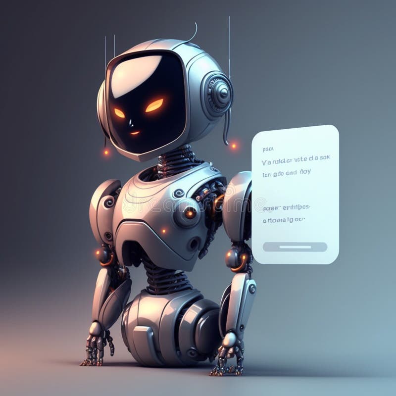 Talking Cute Robot with Artificial Intelligence. Concept of Chatbot ...
