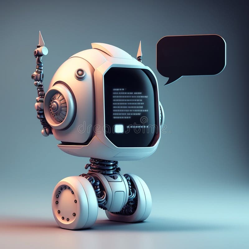 Talking Cute Robot with Artificial Intelligence. Concept of Chatbot ...