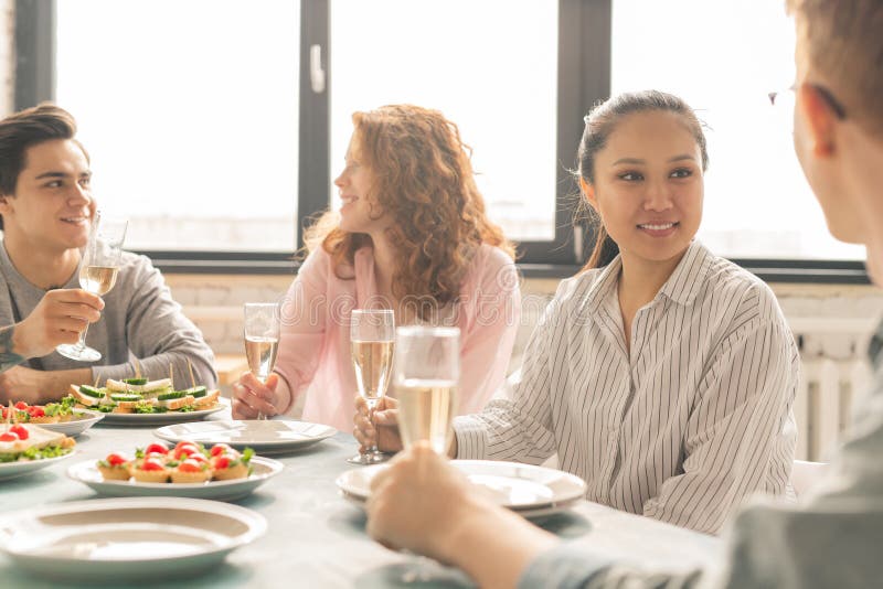 Talking by dinner stock image. Image of casual, happy - 147130041