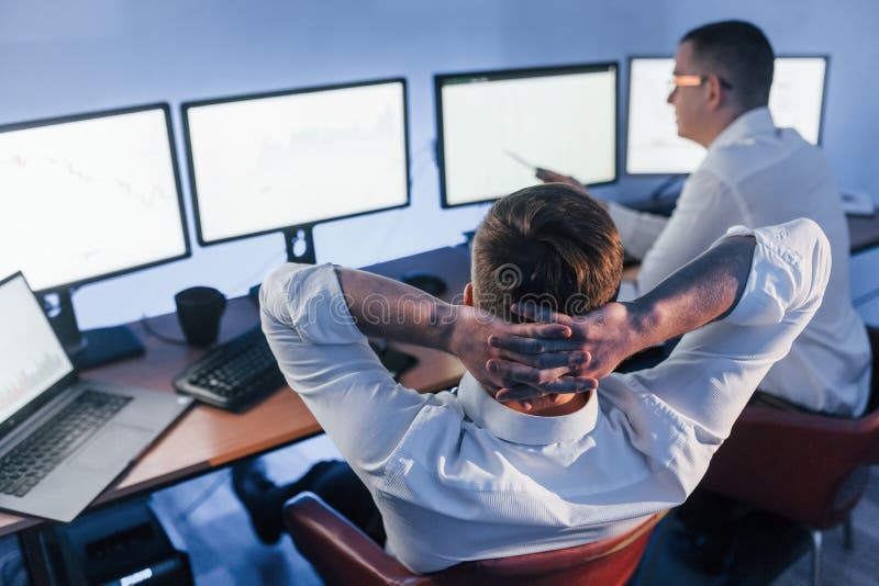 Talking Each Other Two Stock Traders Working Office Exchange Technology ...