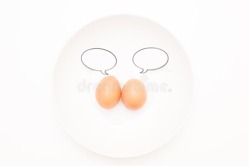 Talking Food: Two Eggs with Comic Labels Stock Photo - Image of voice ...