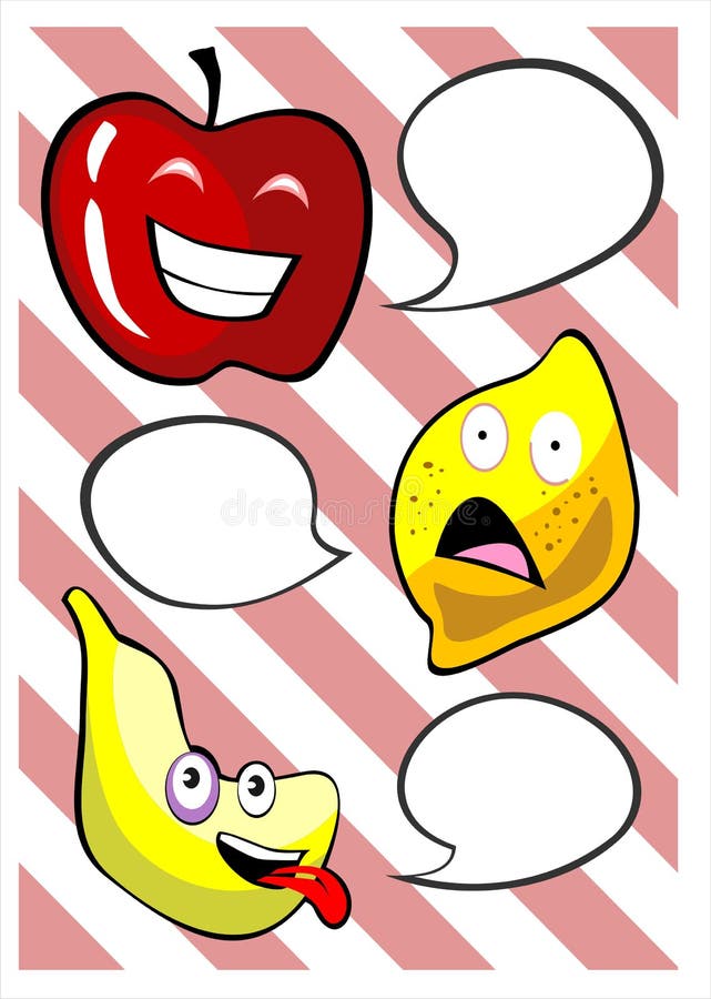 Talking Fruits With Speech Bubbles Stock Vector - Illustration of smile ...