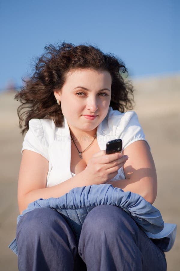 Talking girl stock image. Image of caucasian, online - 17400247