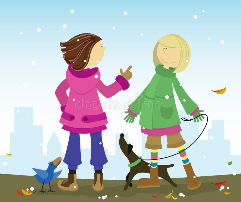 Talking girls. stock vector. Illustration of hobby, fall - 11519555