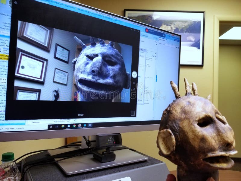 Talking Head Videoconference - Office Computer with Clay Figure ...