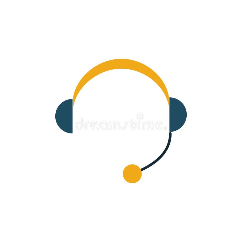 Talking Headphone Flat Style Icon Stock Vector - Illustration of ...