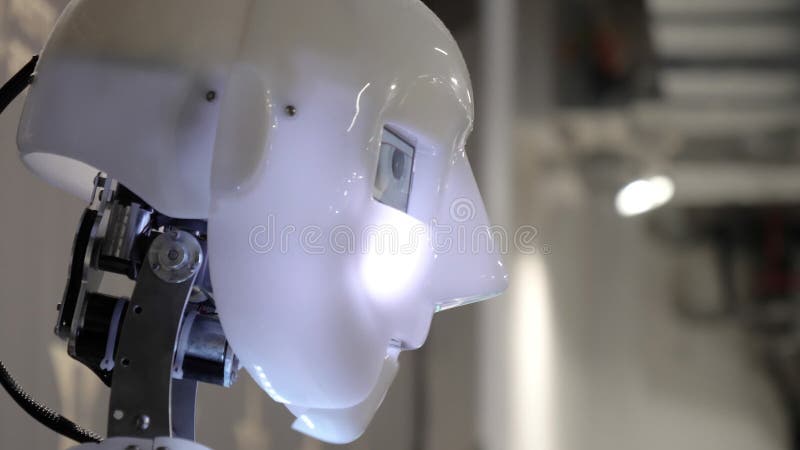 Talking Humanoid Android Robot Head. Stock Footage - Video of ...