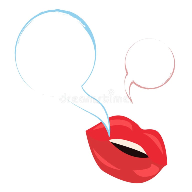 Talking Lips, with Speech Bubbles Stock Illustration - Illustration of ...