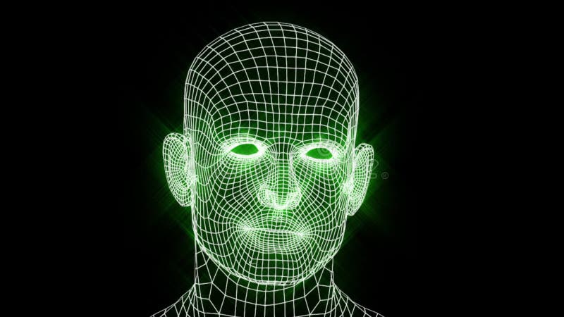 Talking Mesh Head. Grid Head Conversation Stock Footage - Video of neon ...