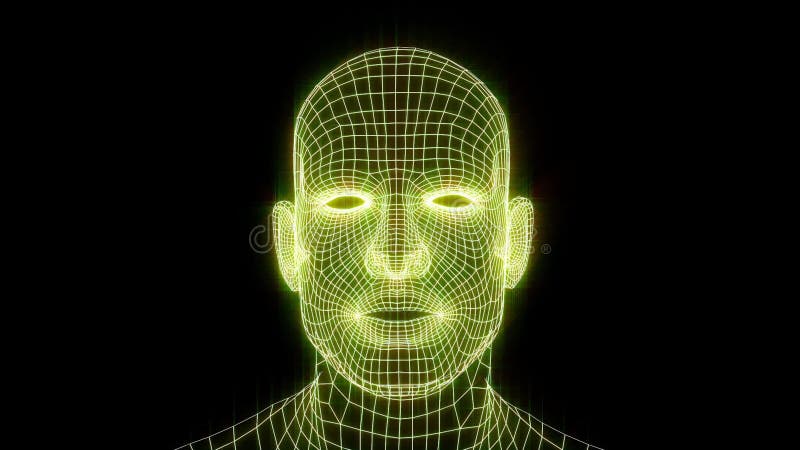 Talking Mesh Head. Grid Head Conversation Stock Footage - Video of neon ...