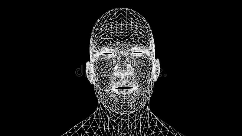 Talking Mesh Head. Speaking Head with Grid Texture. Animated Speaking ...