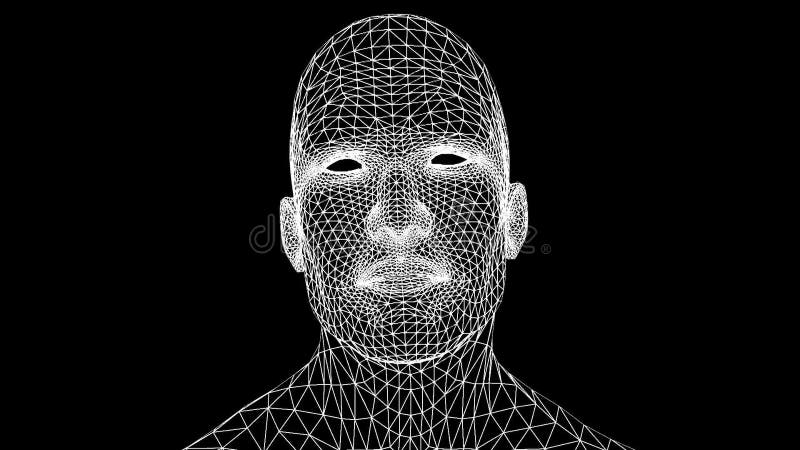 Talking Mesh Head. Speaking Head with Grid Texture. Animated Speaking ...