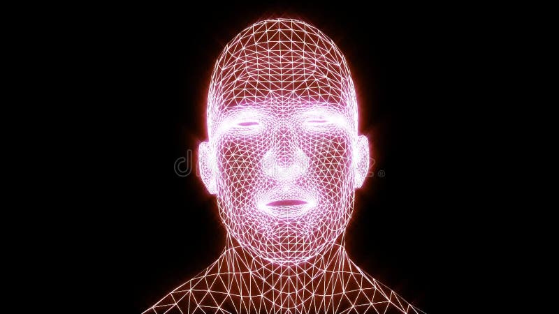 Talking Mesh Head. Speaking Head with Grid Texture. Animated Speaking ...