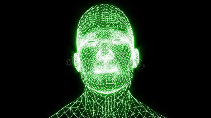 Talking Mesh Head. Speaking Head with Grid Texture. Animated Speaking ...