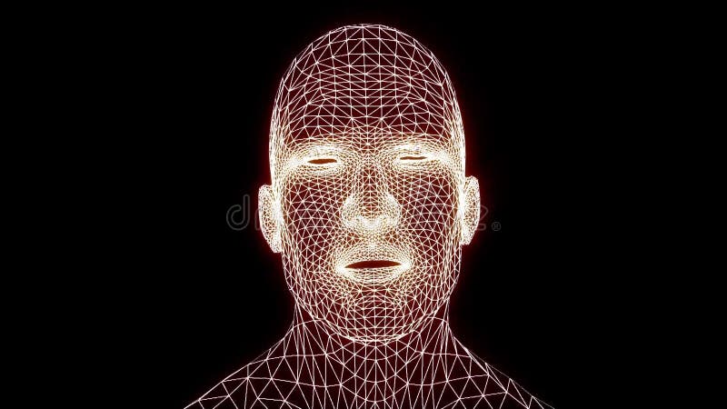 Talking Mesh Head. Speaking Head with Grid Texture. Animated Speaking ...