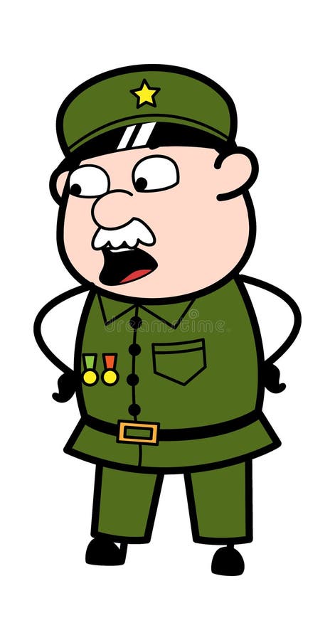 Talking Military Man with Hands on Waist Cartoon Stock Illustration ...