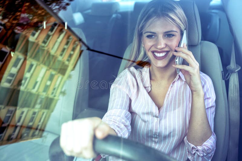 Talking on Mobile Phone while Driving Stock Image - Image of driving ...