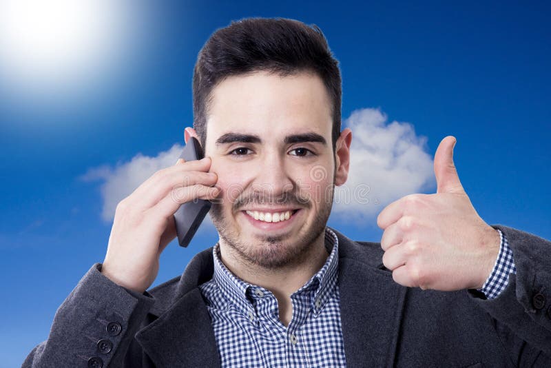 Talking on Mobile Phone at Ok Stock Image - Image of cell, attitude ...